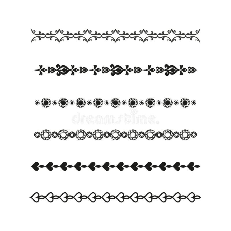 Decorative Border Patterns. Black and White. Floral and Geometric ...