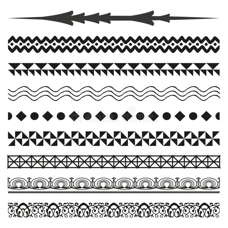 Decorative Border Patterns Set. Tribal and Geometric Designs. Seamless ...