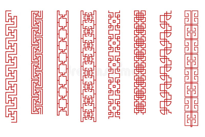 Decorative Borders in Chinese Style, Ethnic Asian Ornament, Frame ...