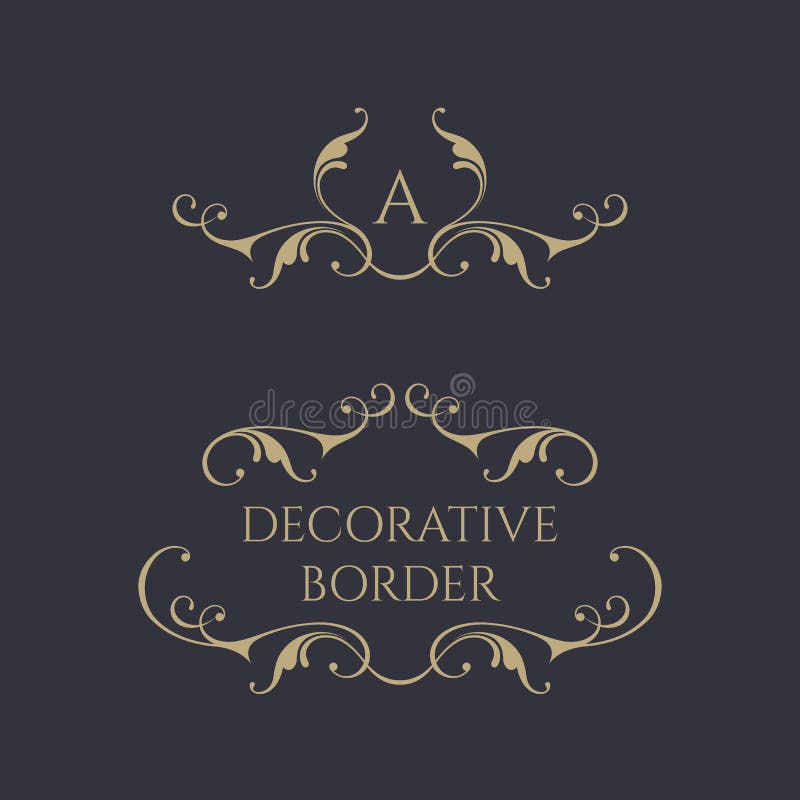 Decorative Borders and Monogram. Stock Vector - Illustration of label ...