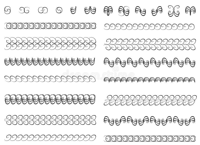 Decorative Borders with Rhythmic Rounded Pattern, Set of Graphic Design ...