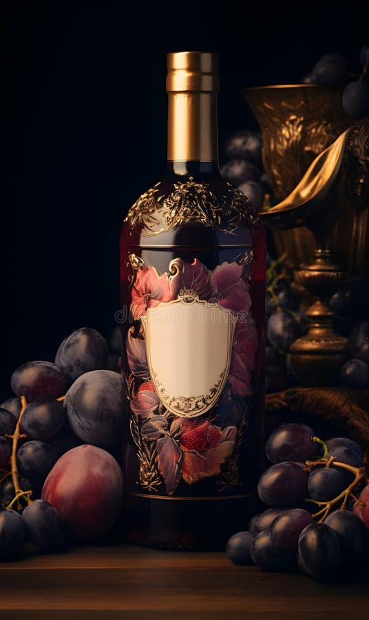 Decorative Bottle with Alcoholic Drink. Blank Label for Adding Text ...