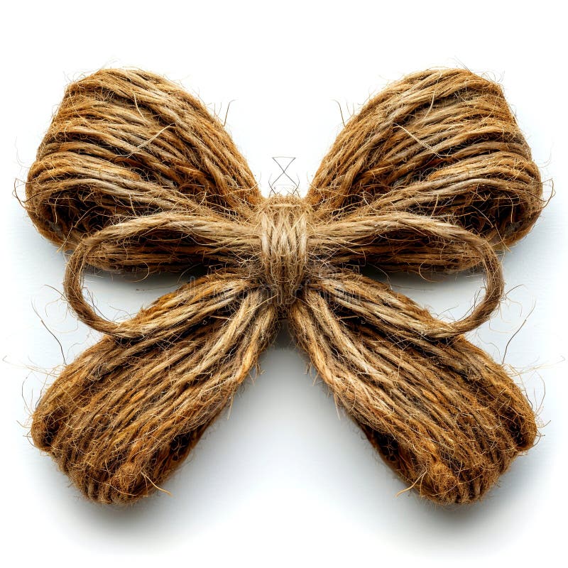 Artistic Bow Made from Natural Twine on a Clean Background Showcasing ...