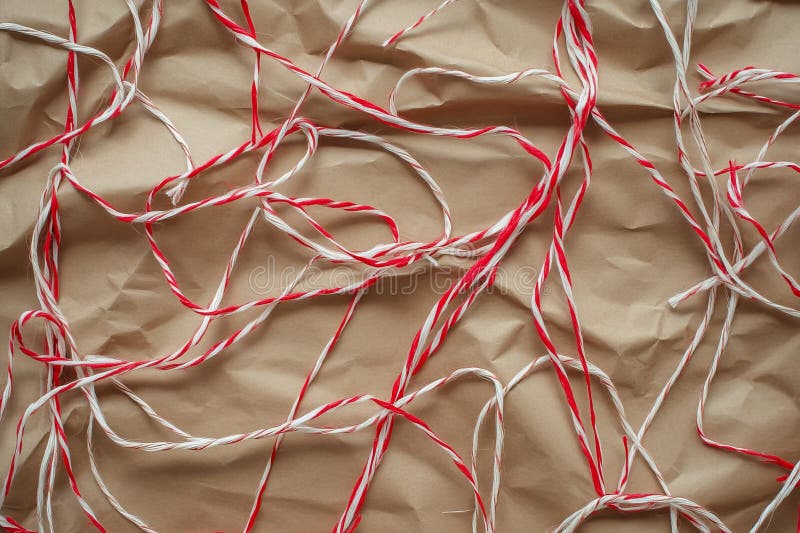 A Decorative Bow Made of String or Twine on a Kraft Paper Texture ...