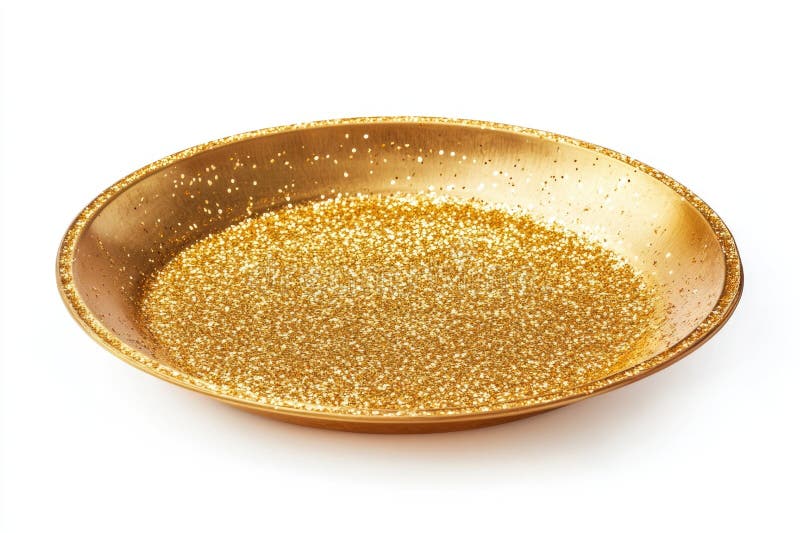 A Decorative Bowl Filled with Gold Glitter on a White Background Stock ...