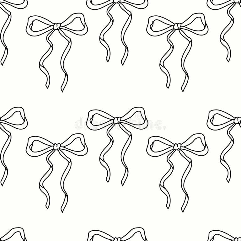 Decorative Bows Pattern in Black and White on a Plain Background Stock ...