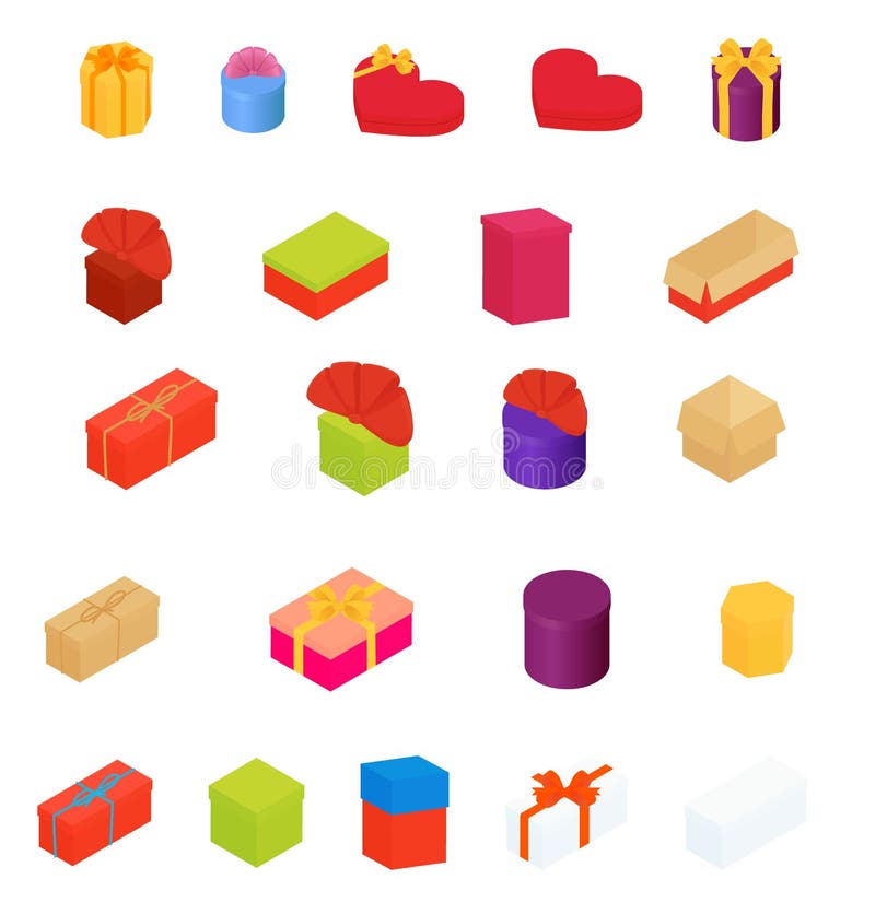 Decorative Box Icons Isolated on White Background Stock Vector ...