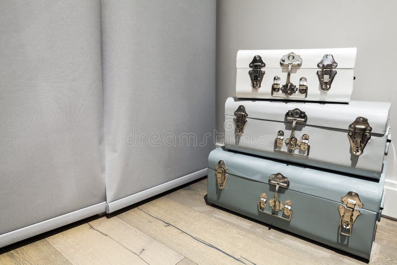 Decorative Boxes with Retro Locks Stock Image - Image of gray, indoor ...