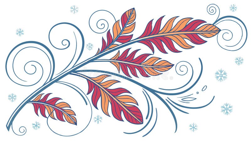 Decorative Branch with Elements, Nature Design Art, Vector Design ...