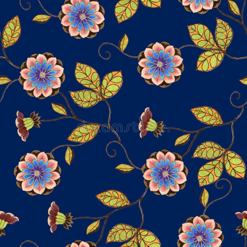 Decorative Branch of Flower. Seamless Pattern. Stock Illustration ...