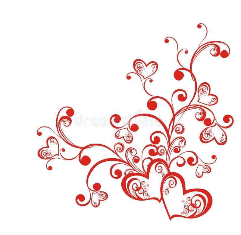 Decorative Branch with Hearts. Vector Illustration Stock Vector ...
