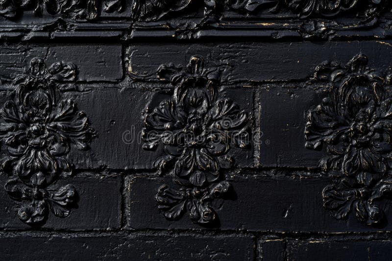 A Decorative Brick Wall with Intricate Carvings and Patterns Stock ...
