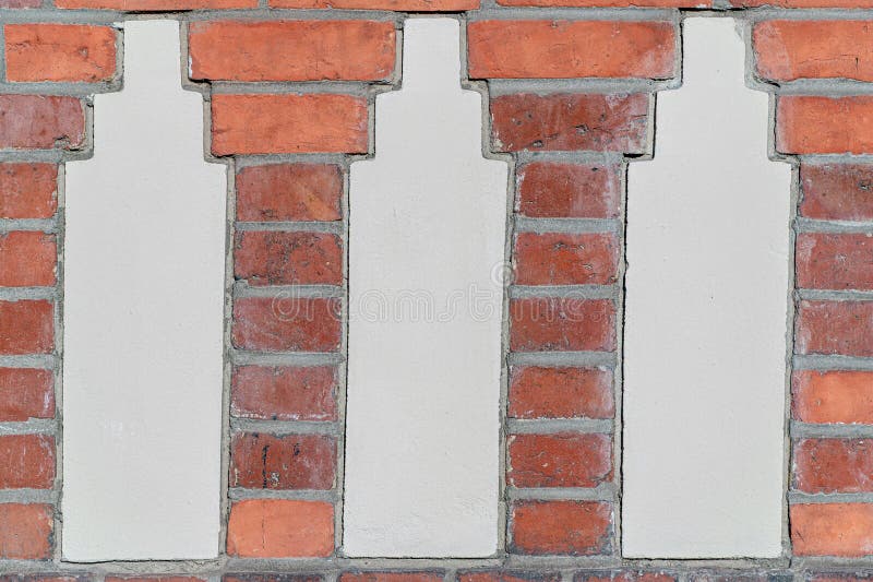 Decorative Brick Wall with Three Vertical Plaster Columns Stock Image ...