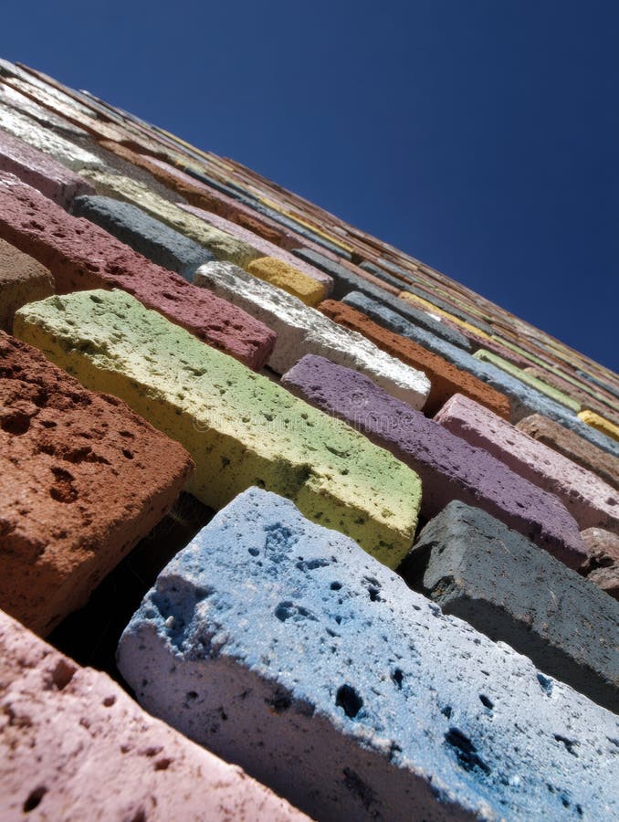 Colorful Decorative Brick Samples Arranged in Diagonal Rows with a ...