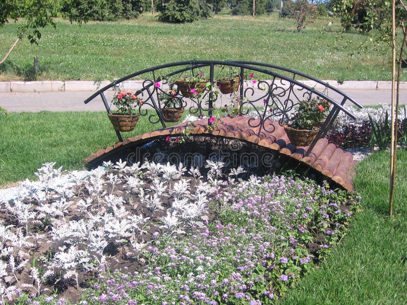 Decorative Bridge Decoration for Landscape Design in the Garden on the ...