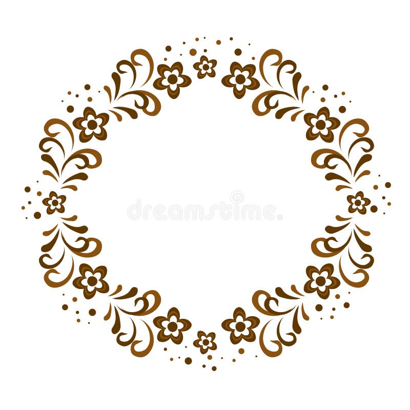 Decorative Brown Frame with Flowers. Stock Vector - Illustration of ...