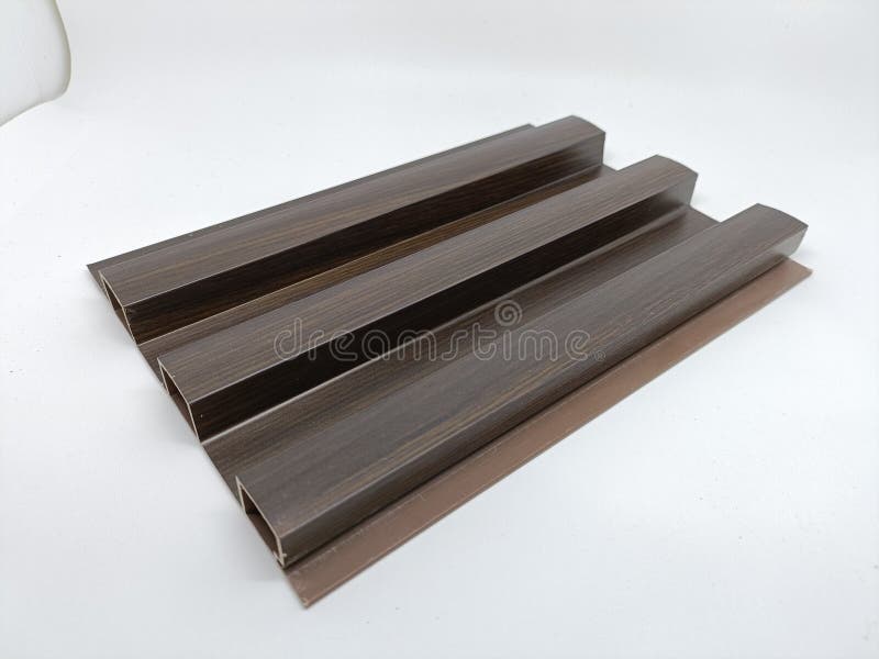 Brown PVC Decorative Wall Panels with Wood Texture on White Background ...