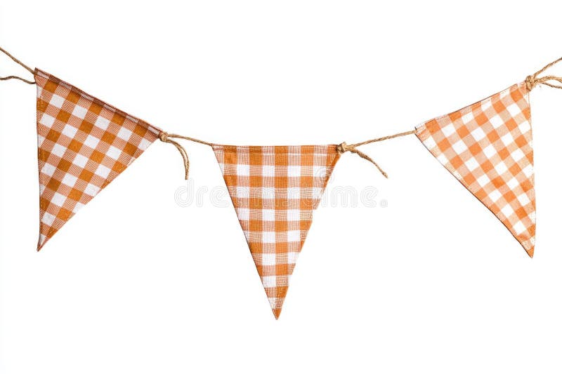 A Decorative Bunting with Orange and White Stripes, Hanging from a ...