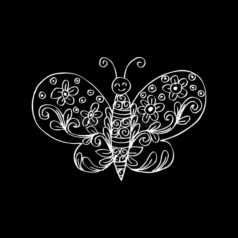 Decorative Butterfly Illustration Stock Vector - Illustration of drawn ...