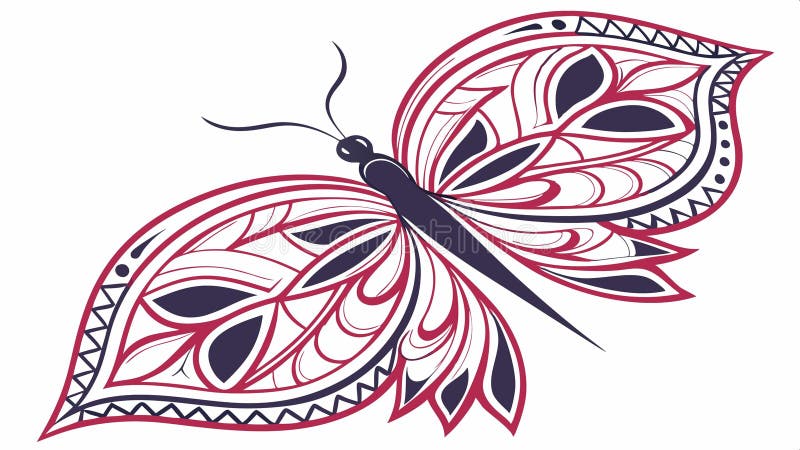 Decorative Butterfly Illustration with Ornate Wing Patterns Vector ...