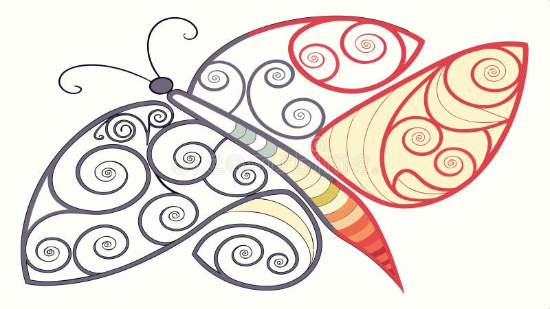 Decorative Butterfly with Swirl Patterns, Ornate and Elegant Vector ...