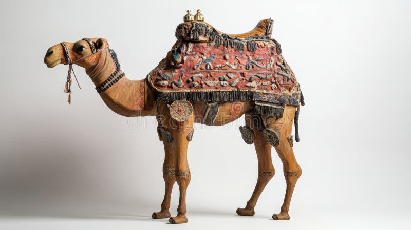 Decorative Camel with Intricate Saddle in Desert Setting Against a ...