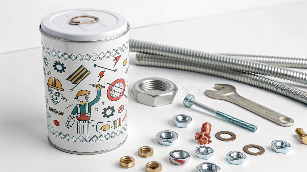 Hardware Components and Tools with Decorative Can for Construction and ...