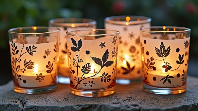 Decorative Candle Holders with Leaf and Star Patterns Illuminating Soft ...