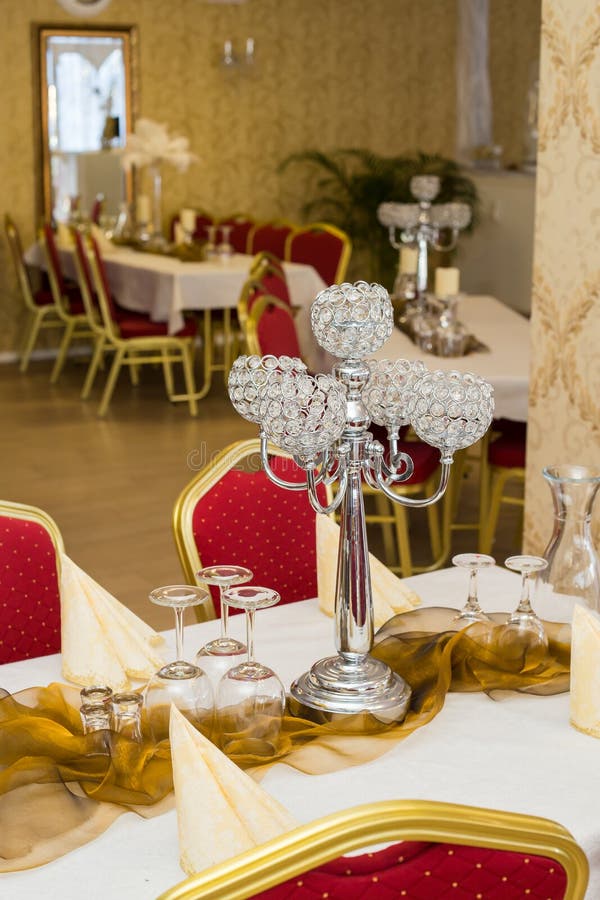 Decorative Candlestick on the Festively Decorated Table Stock Image ...