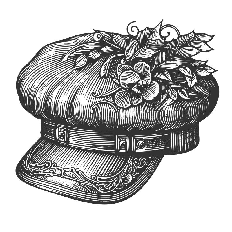 Decorative Cap with Floral Design Engraving Raster Stock Image - Image ...