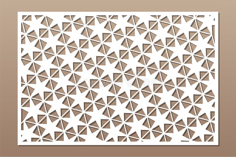 Decorative Card for Cutting. Linear Geometric Star Pattern. Laser Cut ...