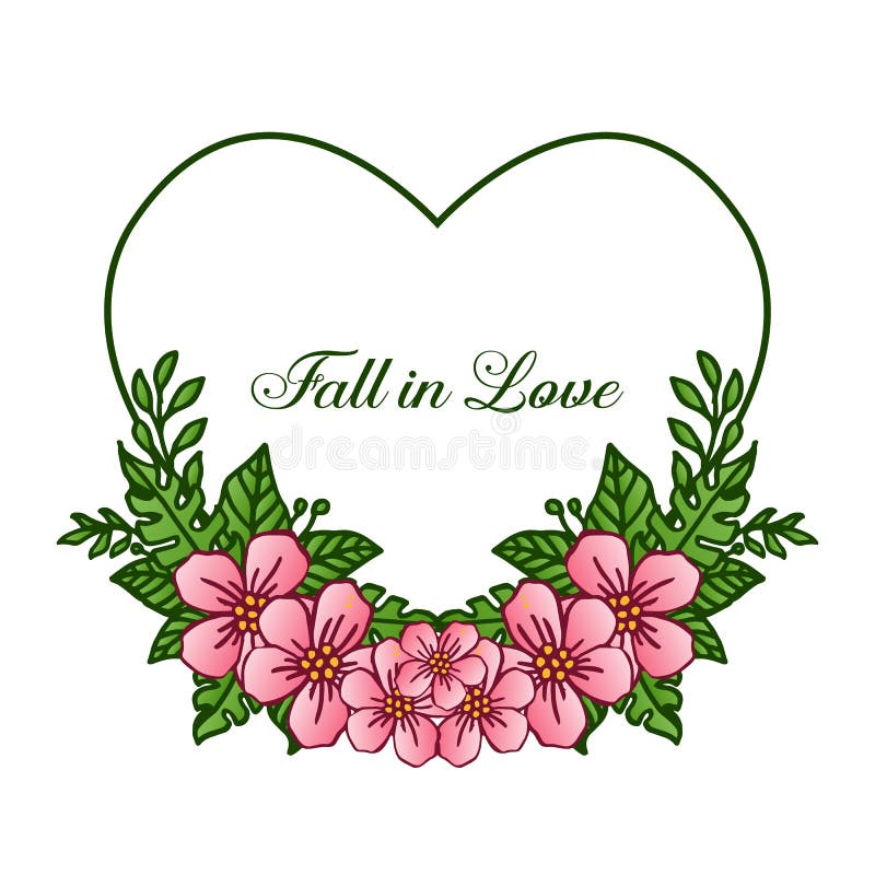 Decorative of Card Fall in Love, with Simple Pink Wreath Frames. Vector ...