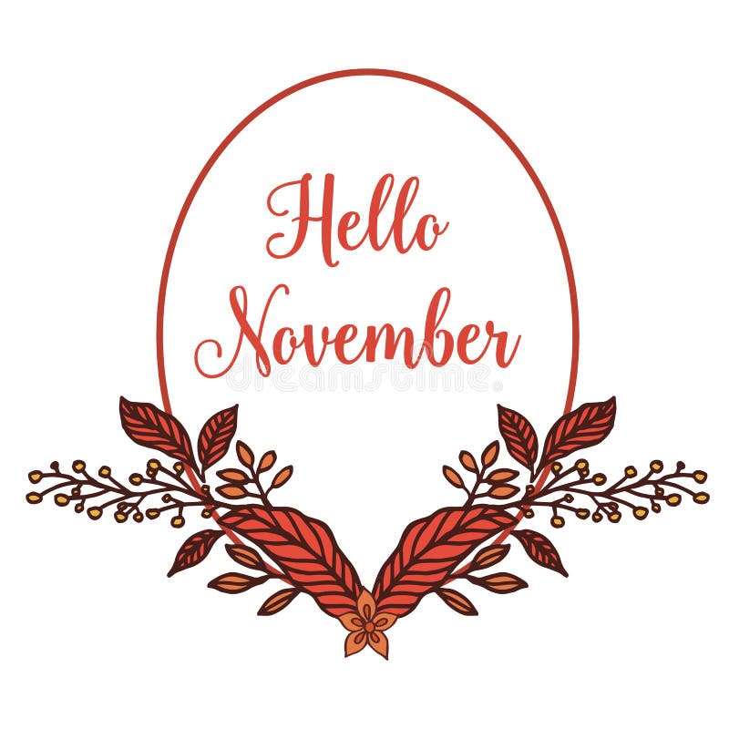 Card Hello November, Autumn Leaf Frame. Vector Stock Vector ...