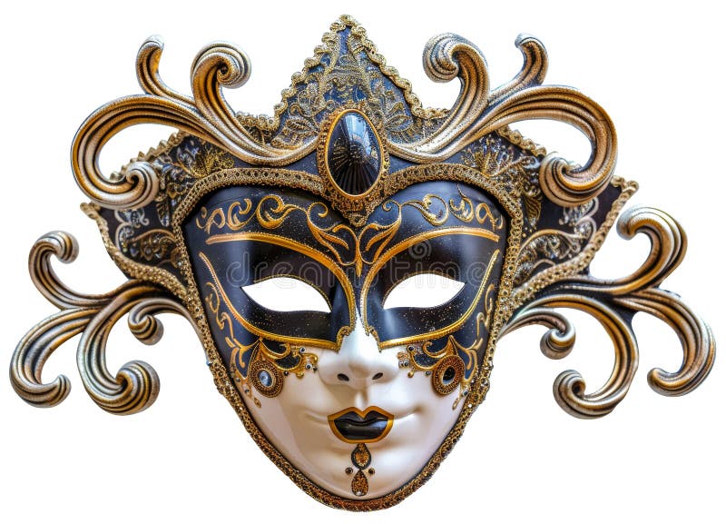 Decorative Carnival Blue Mask with Golden Details Stock Illustration ...