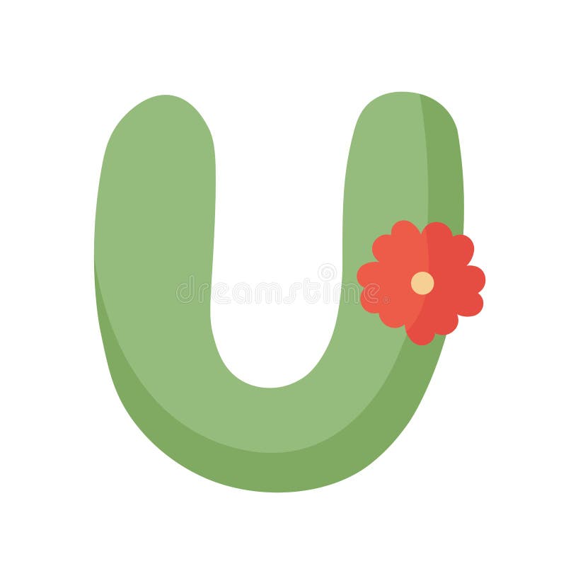 Decorative Cartoon Green U Letter for Name Design. Stock Vector ...
