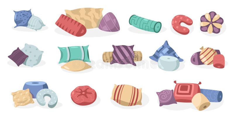 Decorative Cartoon Pillows. Abstract Soft Comfortable Cushion Set with ...