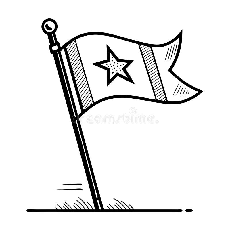 Decorative Cartoon Style Flag with Star Design for Creative Projects ...