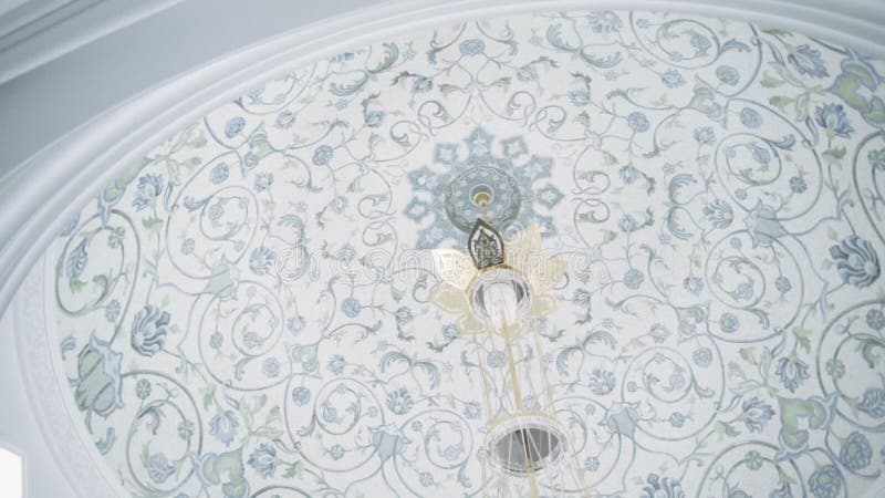 Decorative Ceiling in a Form of a Dome with Blue Floral Pattern. Scene ...