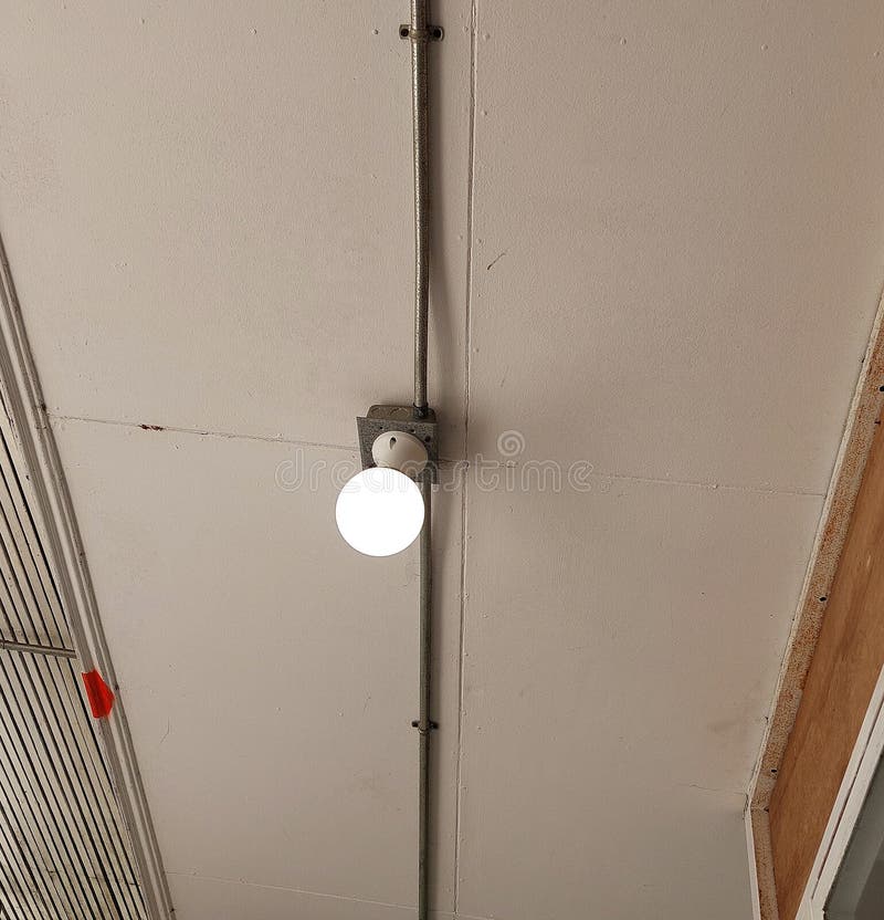 A Decorative Ceiling Light Bulb with Wiring Stock Photo - Image of ...
