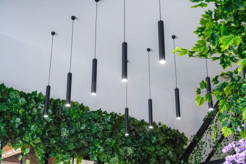 Decorative Ceiling Lights or Hanging Lights in the Form of Black Tubes ...