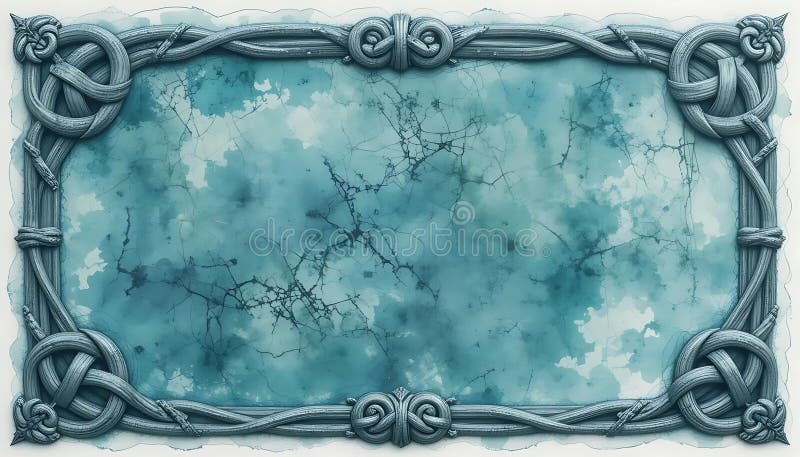 Decorative Celtic Knot Frame with Blue Watercolor Texture Background ...