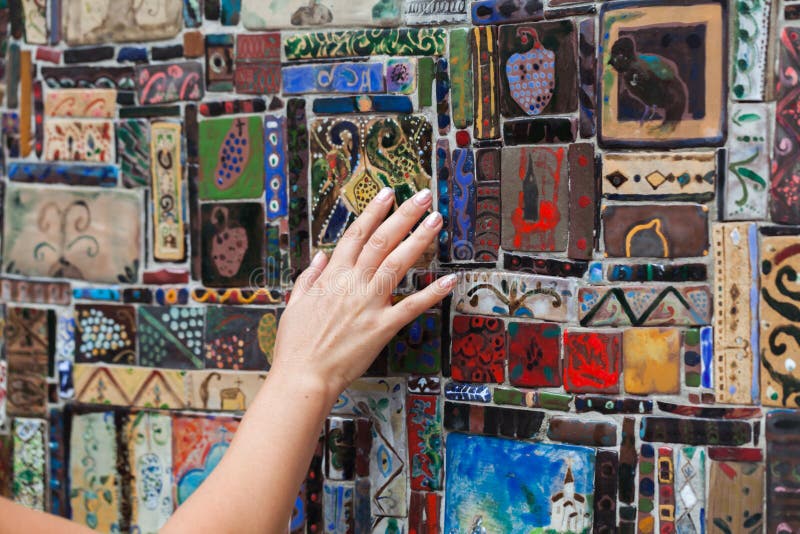 Decorative Ceramic Faience Tiles on Wall Stock Image - Image of ...