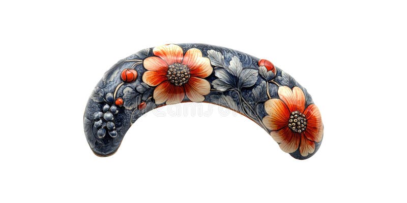 Decorative Ceramic Handle with Floral Design. Artistic Craftsmanship ...
