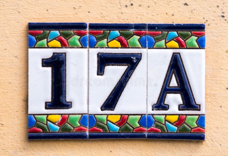 Decorative Ceramic House Number 17A Tile on the Wall, Characteristic ...