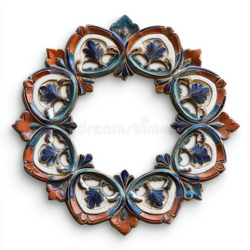 Decorative Ceramic Plate with Intricate Floral Patterns in a Circular ...