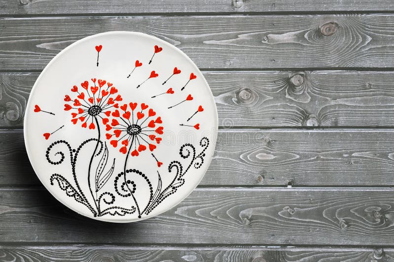 Decorative Ceramic Plates Hand Painted Dot Pattern With Acrylic Paints ...