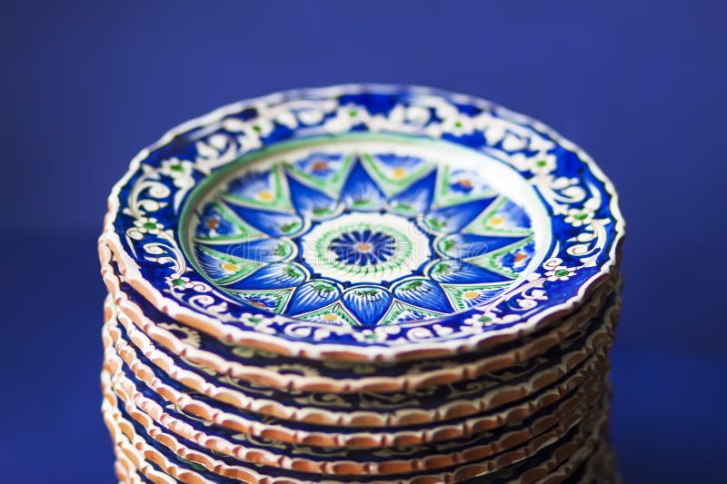 Decorative Ceramic Plates with Ornamental Pattern Stock Image - Image ...
