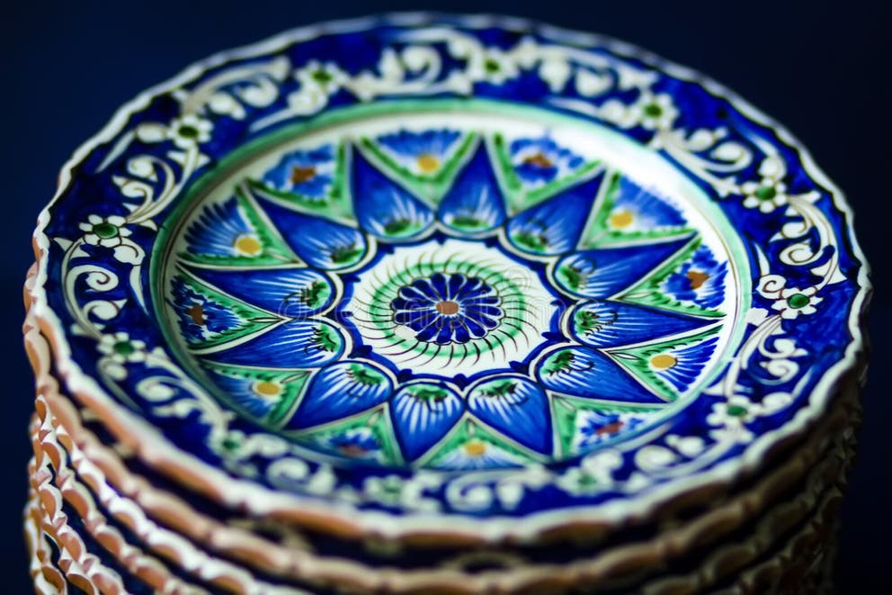 Decorative Ceramic Plates with Ornamental Pattern Stock Image - Image ...