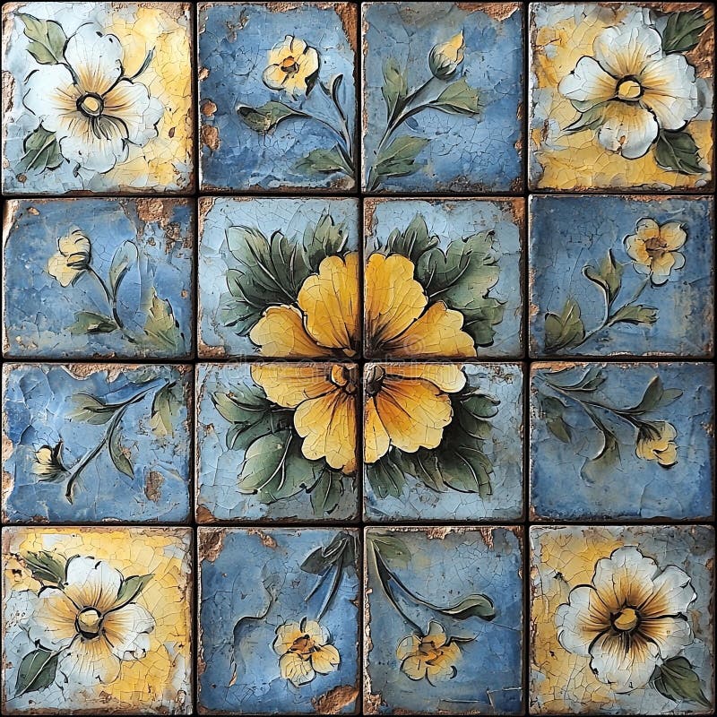 Decorative Ceramic Tile with Floral Pattern Stock Illustration ...