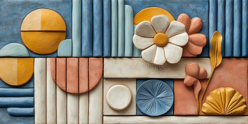 Decorative Ceramic Tiles Forming a Floral and Geometric Pattern Stock ...